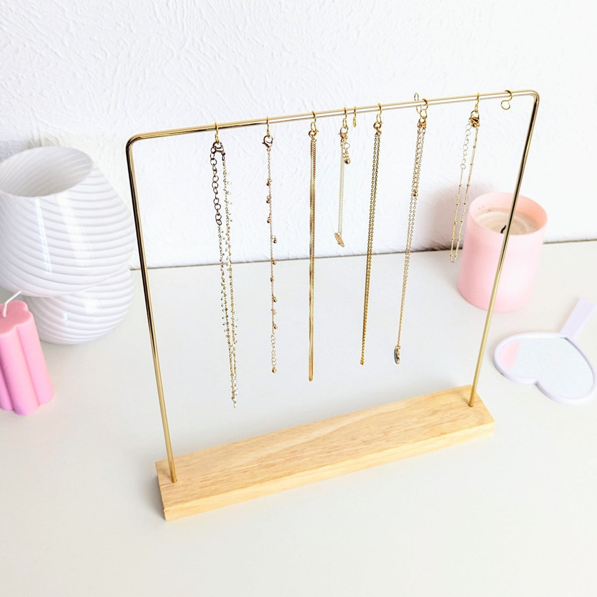 Porte colliers design en bois et métal • Bijou perché